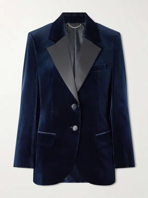 Victoria Beckham Satin-trimmed Velvet Blazer