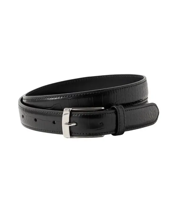 NILI LOTAN Dana Croc-effect Leather Belt - Black