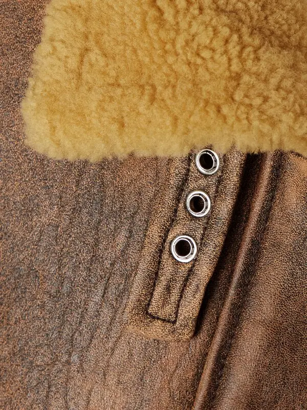 Khaite Sandor Shearling-trimmed Leather Jacket - Brown