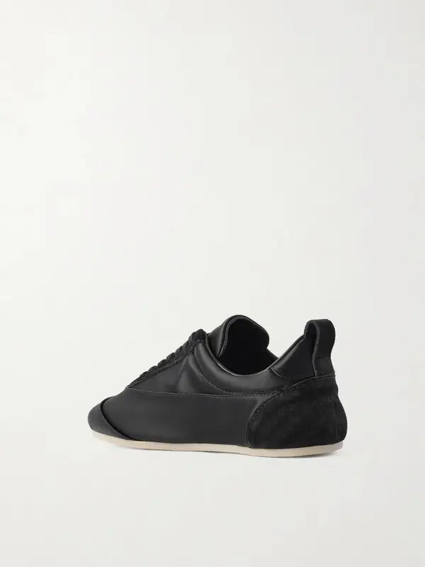 JIL SANDER Suede-trimmed Satin Sneakers - Black