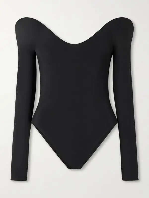 Alaïa Open-back Padded Jersey Bodysuit
