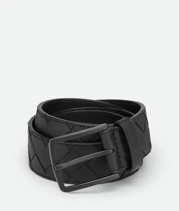 BOTTEGA  VENETA Intrecciato Leather Belt - Black