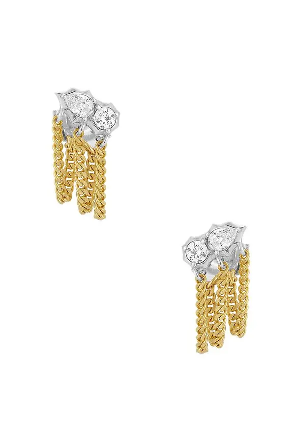 JADE TRAU Posey Two Tone Chain Loop Earrings