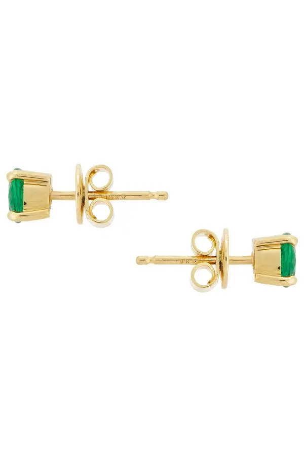 AZLEE Oval Emerald Stud Earrings