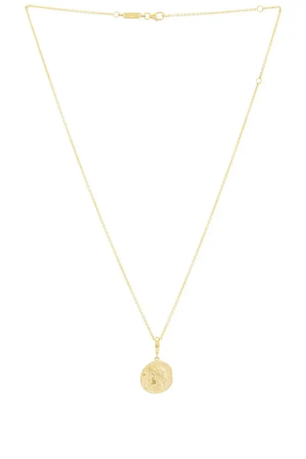 AZLEE Goddess Small Diamond Coin Necklace - 18k Yellow Gold & White Diamond