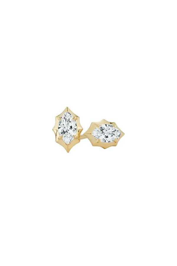 JADE TRAU Maverick Marquise Shaped Stud Earrings - 18k Gold