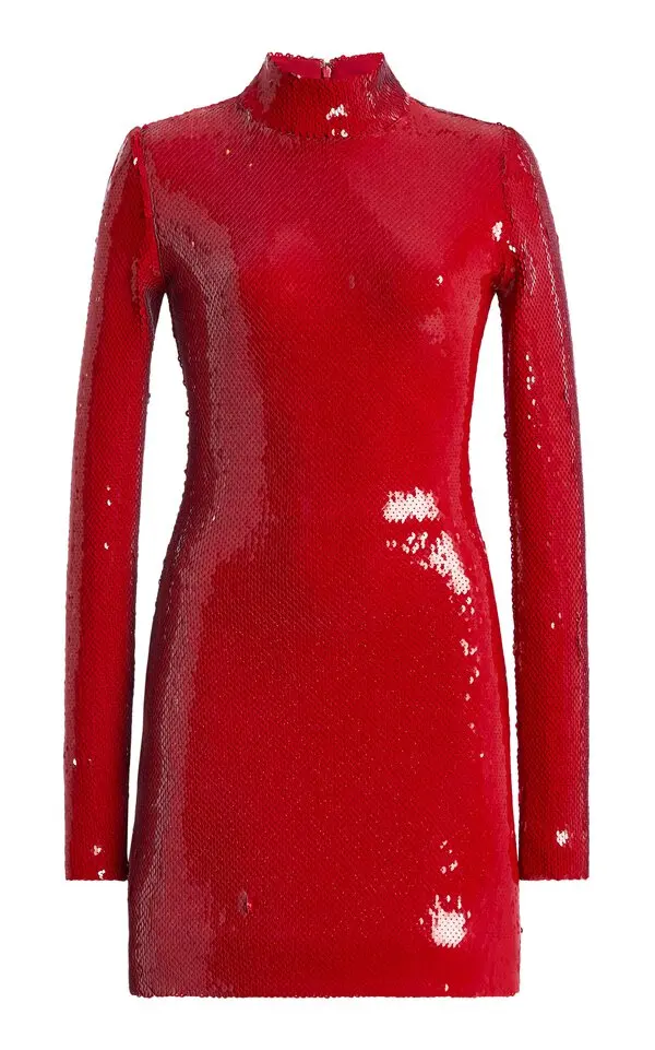 SERGIO HUDSON Sequined Mini Dress - Red