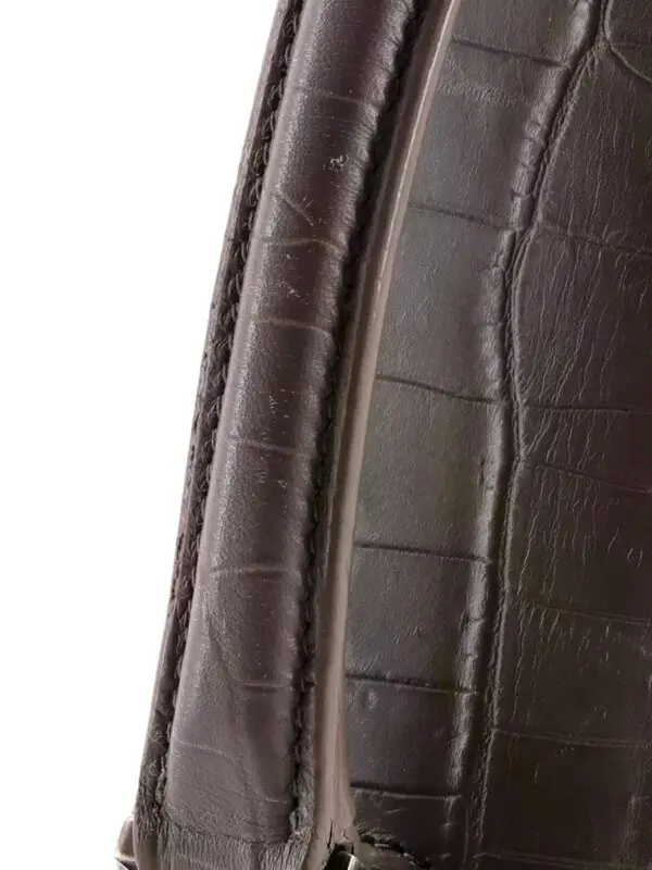 Saint Laurent Bellechasse Crocodile Embossed Leather Medium Satchel - Grey