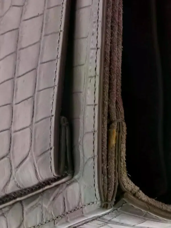 Saint Laurent Bellechasse Crocodile Embossed Leather Medium Satchel - Grey
