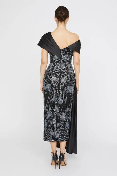 Theia Kelly Beaded Column Dress