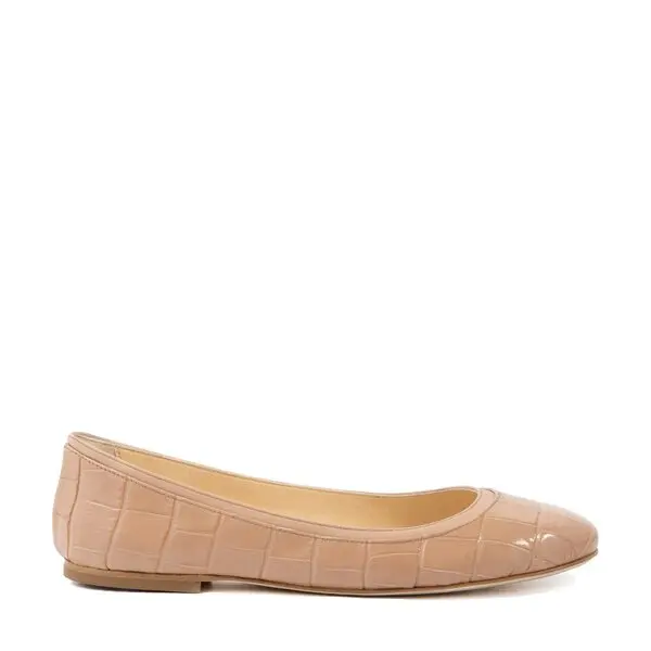ELIZEE Gemma Croc-embossed Leather Flat
