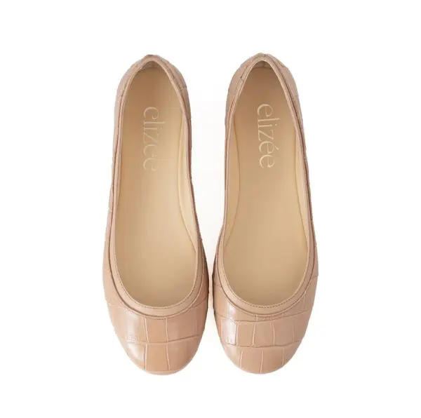 ELIZEE Gemma Croc-embossed Leather Flat
