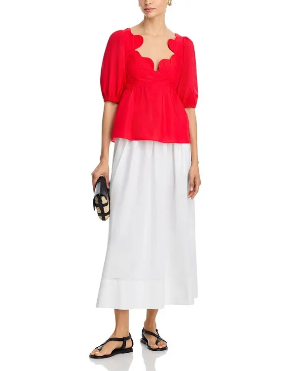 Farm Rio Heart Applique Blouse - Red