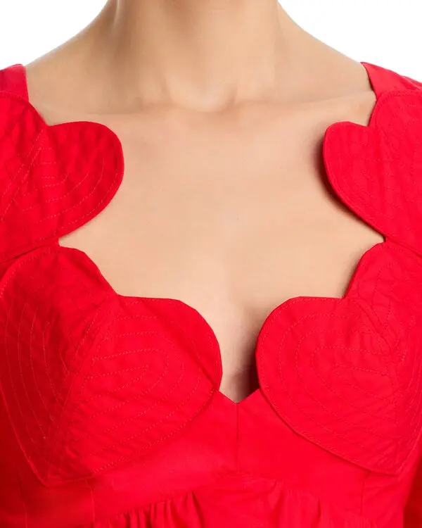 Farm Rio Heart Applique Blouse - Red