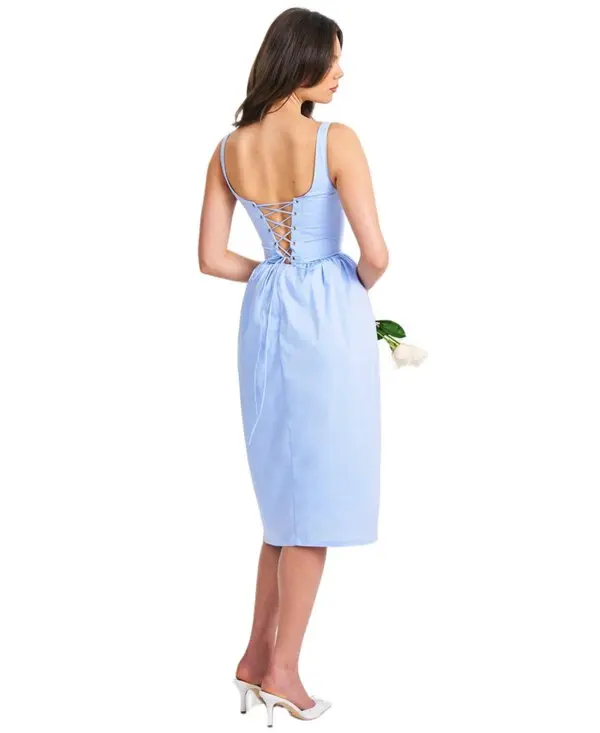 Miss Circle Reina Drop Waist Corset Midi Dress - Blue | Editorialist