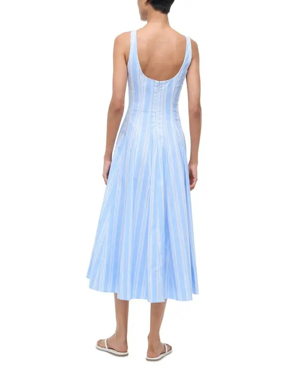 Staud Wells Midi Dress - Blue Toile