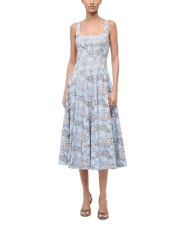 Staud Wells Midi Dress - Sky Toile