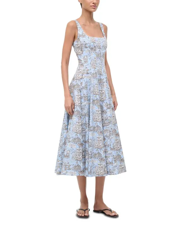 Staud Wells Midi Dress - Sky Toile