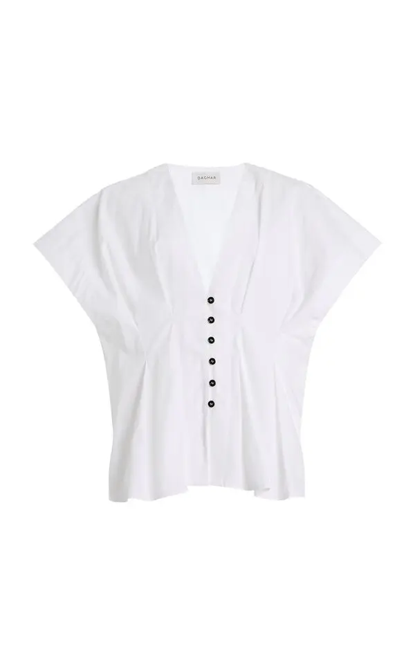 HOUSE OF DAGMAR Cinched Cotton Top - White