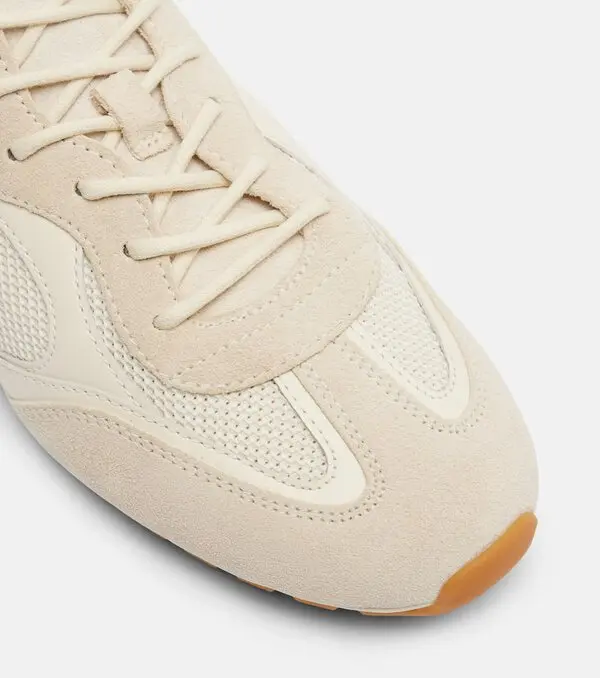 Tory Burch Suede And Leather-trimmed Sneakers - Beige