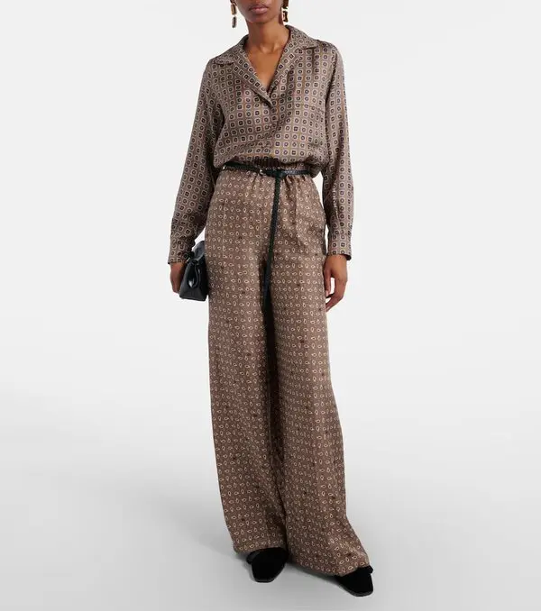 Max Mara Disco Printed Silk Twill Shirt