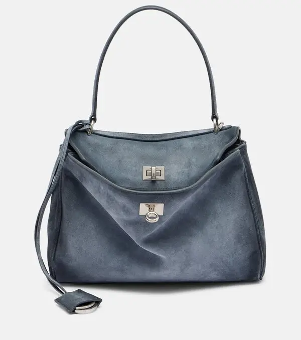 Balenciaga Rodeo Small Suede Top Handle Bag - Grey