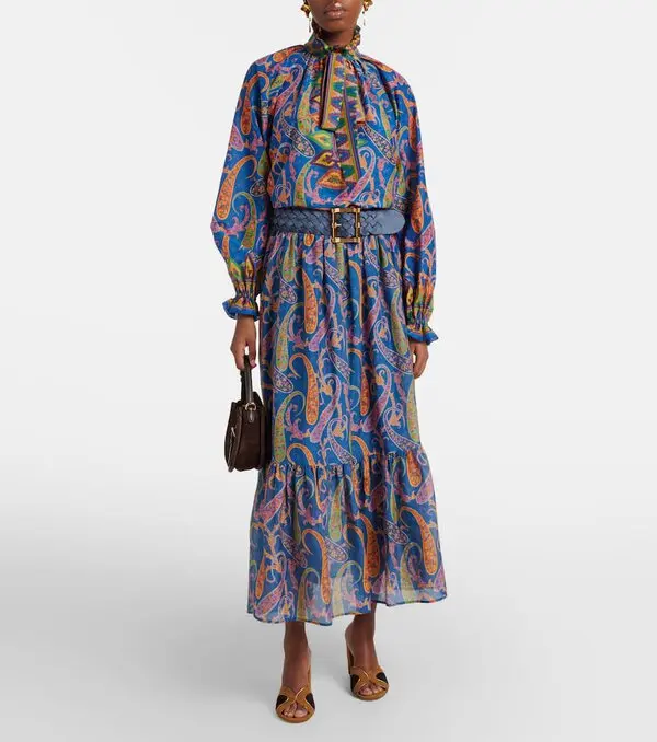 Etro Printed Cotton And Silk Twill Blouse