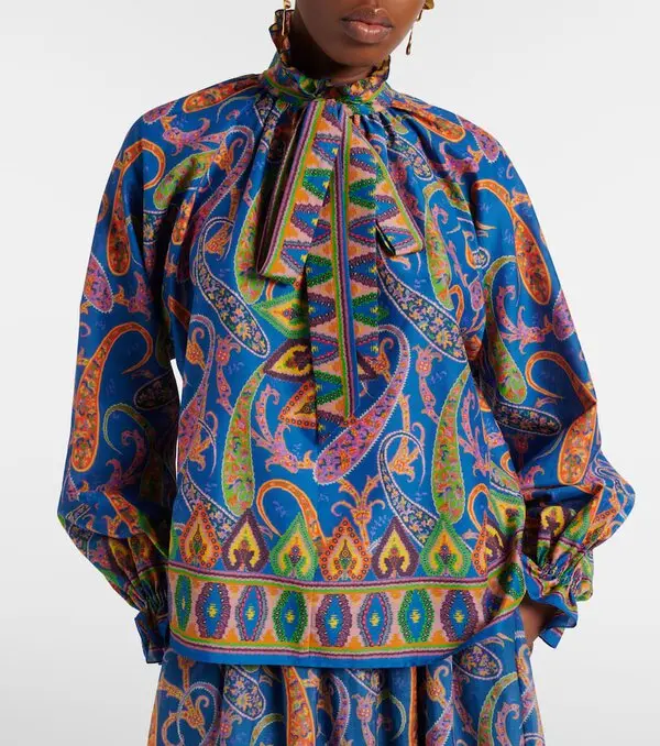Etro Printed Cotton And Silk Twill Blouse