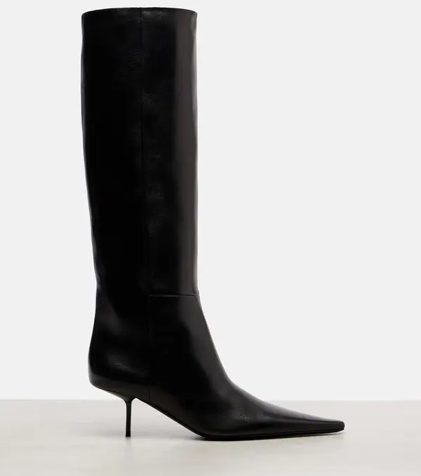 Saint Laurent Victoire 55 Leather Knee-high Boots - Black