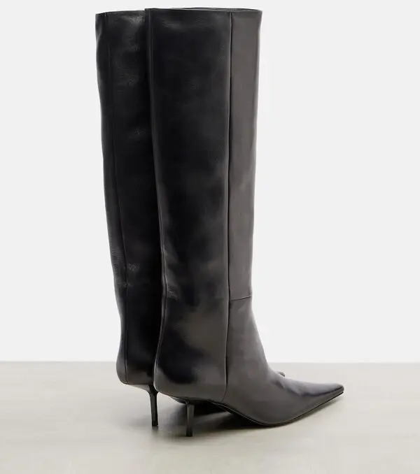 Saint Laurent Victoire 55 Leather Knee-high Boots - Black