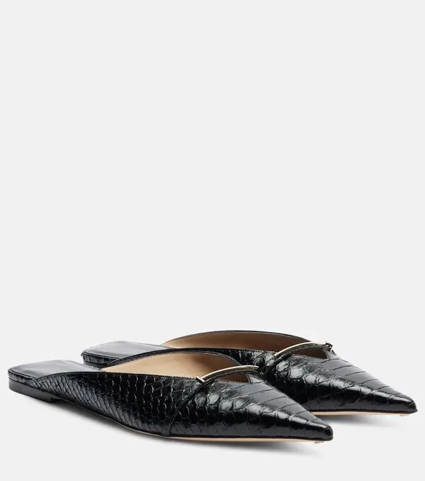 TOM FORD T Icon Croc-effect Leather Sandals - Black