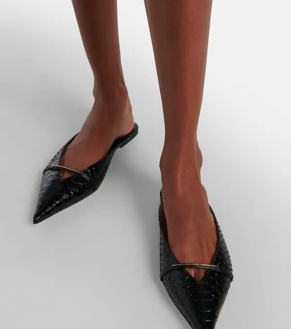 TOM FORD T Icon Croc-effect Leather Sandals - Black