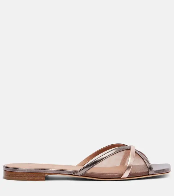 MALONE SOULIERS Perla Leather And Mesh Slides
