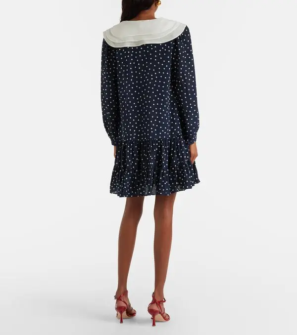Rixo Valetta Polka-dot Silk Crepe Minidress - Blue