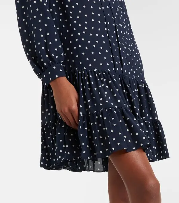 Rixo Valetta Polka-dot Silk Crepe Minidress - Blue