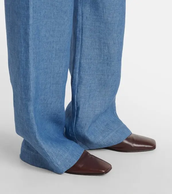 RÓHE Linen Wide-leg Trousers - Blue