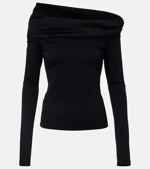 Max Mara Orafo Off-shoulder Virgin Wool Top - Black