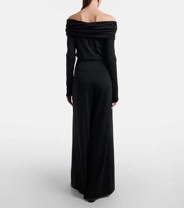 Max Mara Cocco Virgin Wool Jersey Wide-leg Pants - Black