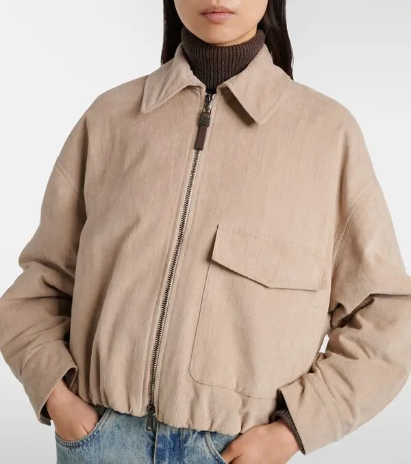Brunello Cucinelli Corduroy Zip-up Jacket - Beige