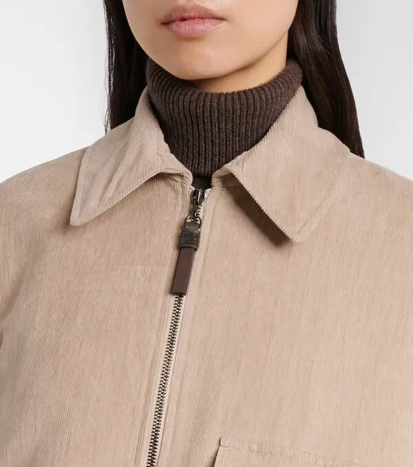 Brunello Cucinelli Corduroy Zip-up Jacket - Beige