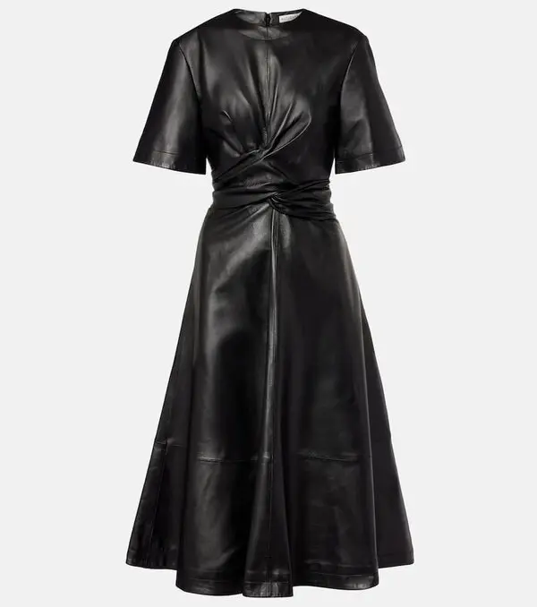 Altuzarra Gathered Leather Midi Dress