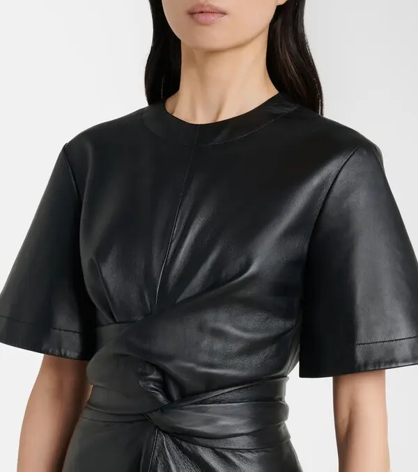Altuzarra Gathered Leather Midi Dress
