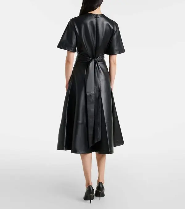 Altuzarra Gathered Leather Midi Dress
