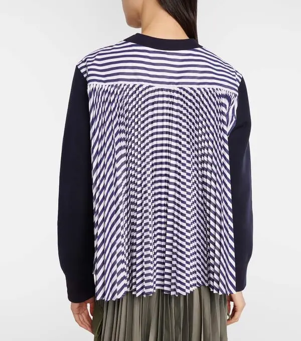 Sacai Striped Cotton-blend Sweatshirt - Blue