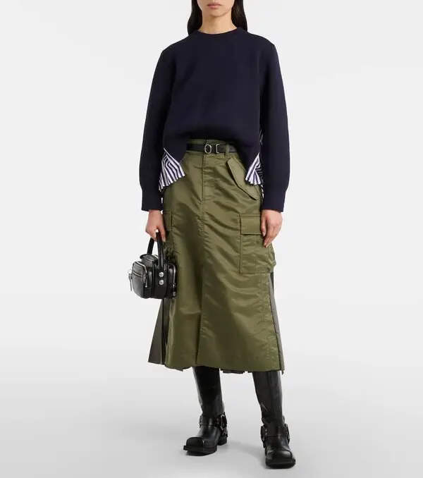 Sacai Striped Cotton-blend Sweatshirt - Blue