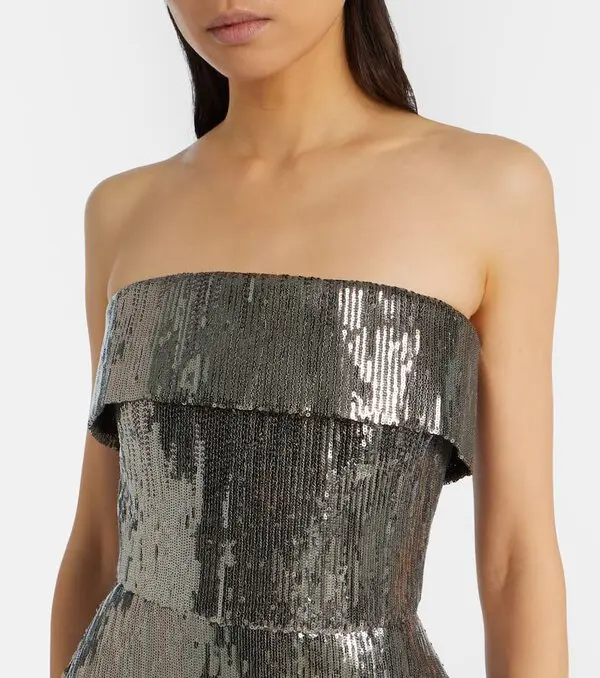 Elie Saab Sequined Strapless Bustier Gown