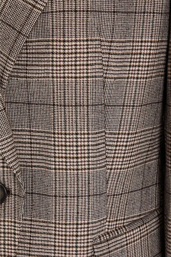 Brunello Cucinelli Bead-embellished Checked Wool-blend Blazer