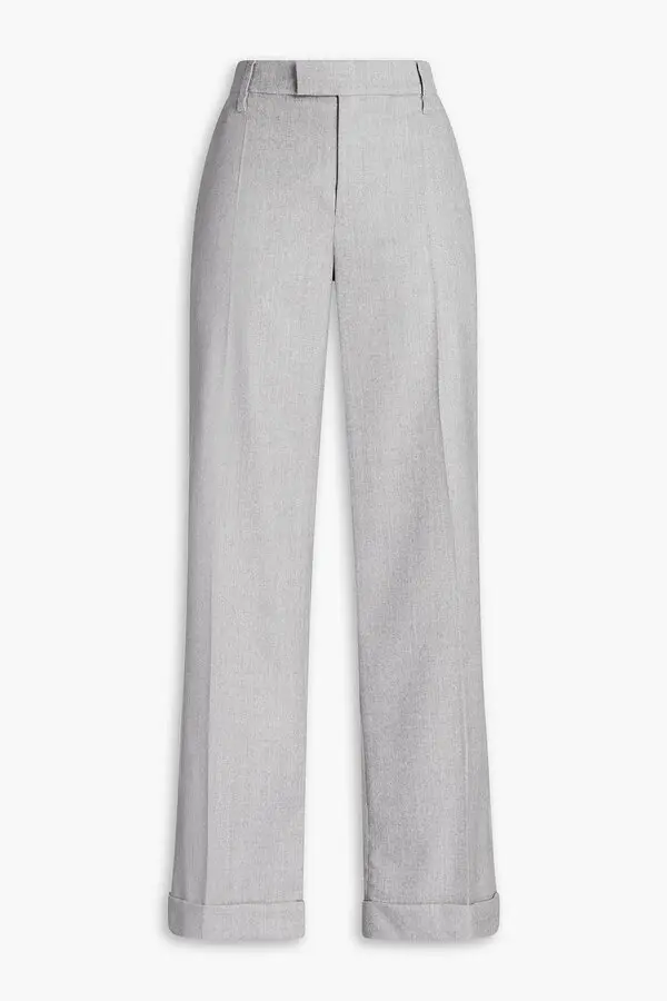 Brunello Cucinelli Bead-embellished Wool-flannel Wide-leg Pants