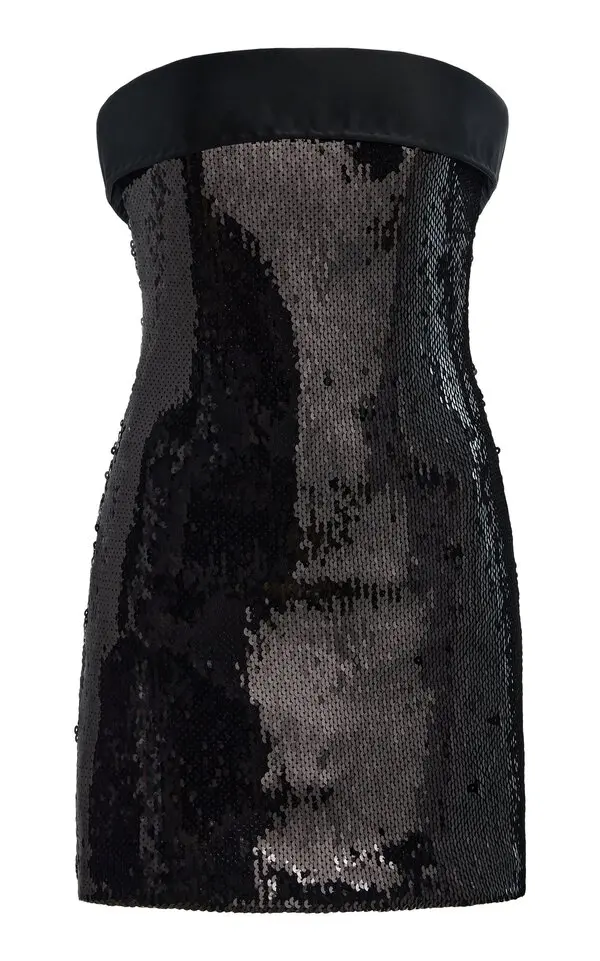 SERGIO HUDSON Strapless Sequined Mini Dress - Black