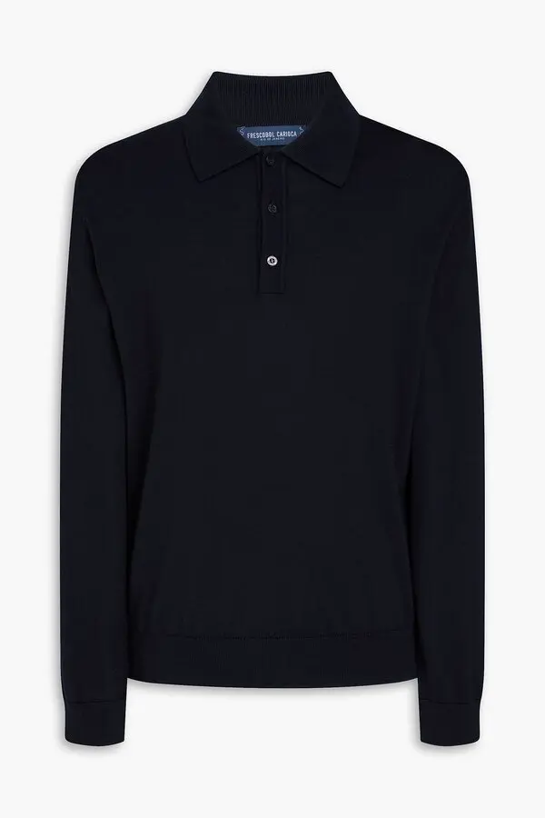 Frescobol Carioca Felix Merino Wool Polo Sweater - Navy